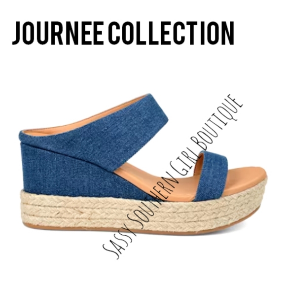 Journee Collection | Shoes | Journee Collection Denim Espadrille Wedges ...
